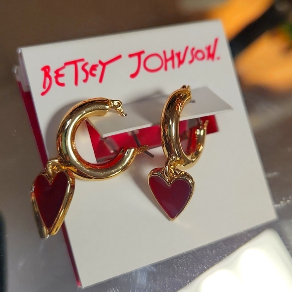 Betsey Johnson | Jewelry | Betsey Johnson Heart Hoops | Poshmark